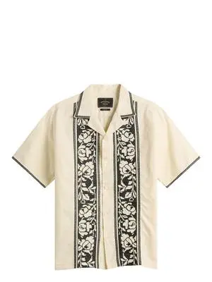 Portuguese Flannel Cross Stitch Vacation Shirt - Ecru
