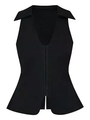 TATUNA Hook-fastening Peplum Top - Black