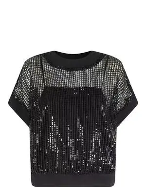 MEIMEIJ Sequin-embellished Mesh Blouse - Black