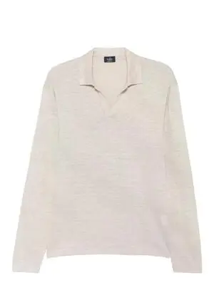 BARBA NAPOLI Long-sleeve Polo-collar T-shirt - Neutrals