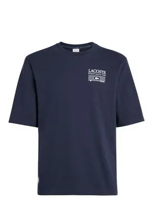 Lacoste X Roland-garros Cotton Logo T-shirt - Navy