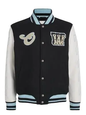 Off-White Wool-leather Varsity Jacket - Black