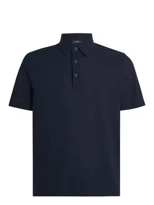 Herno Cotton Jersey Crepe Polo Shirt - Navy