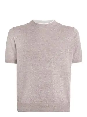 FIORONI CASHMERE Linen-cotton T-shirt - Beige