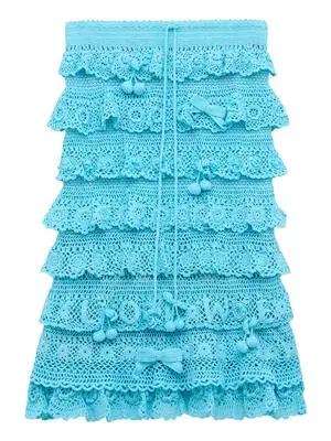 Loewe X Paula's Ibiza Crochet Midi Skirt - Turquoise