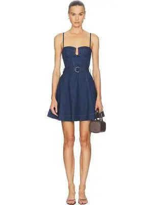 KARINA GRIMALDI Denim Mini Dress With Belt - Blue