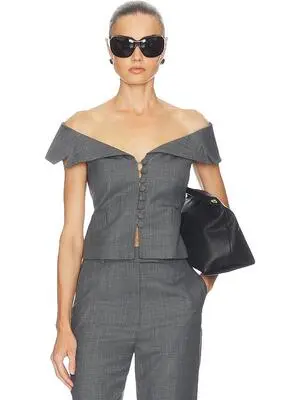 GANNI Wool Melange Suiting Vest - Grey