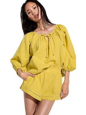 Victoria's Secret Cotton Gauze Shorts - Yellow