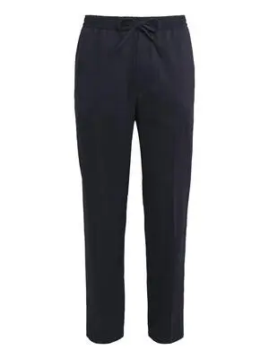Corneliani Linen-Virgin Wool-Mohair Drawstring Trousers Navy