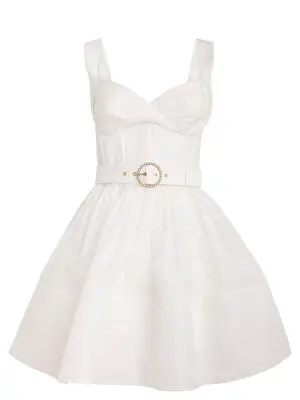Zimmermann Linen-silk Belted Mini Dress - Ivory