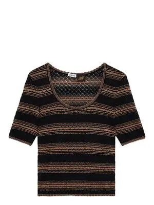 Loewe X Paula's Ibiza Stripe Short-sleeve Sweater - Black