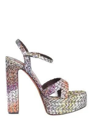 Missoni Chevron Knit Sandals - Silver