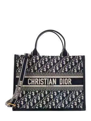 Dior Book Tote With Strap Oblique Canvas Medium - Blue
