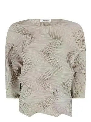 MEIMEIJ Plissé Chevron-pattern Blouse - Neutrals