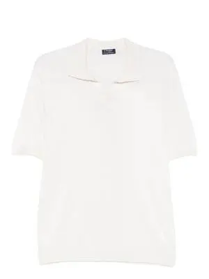 BARBA NAPOLI Fine-knit V-neck T-shirt - Neutrals