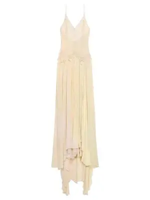 Blumarine Lace-trimmed Georgette Dress - Neutrals
