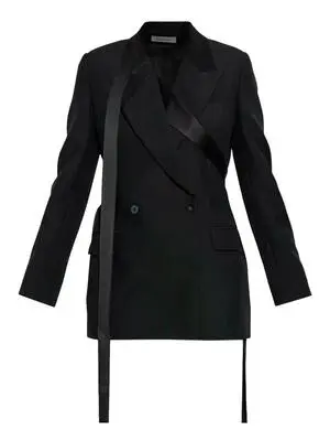 Alexander McQueen Satin-trim Double-breasted Blazer - Black