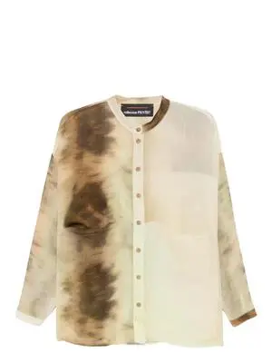 COLLECTION PRIVEE? Argis Tie-dye Band-collar Shirt - Neutrals