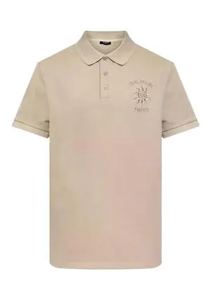 BALMAIN Sun-embroidered Piqué Polo Shirt