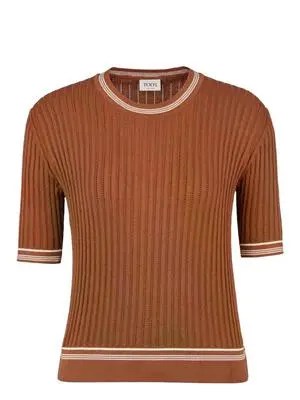 TOD'S Ribbed Knit Top - Brown