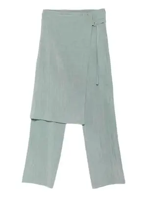 ALYSI Layered Wrap-design Trousers - Grey