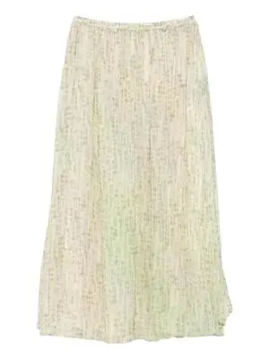 Max & Moi Printed Crinkled Mid Skirt - Neutrals