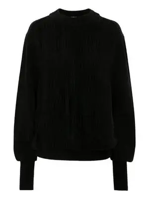 Victoria Beckham Relaxed-fit Ribbed-knit Sweater - Black