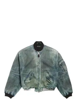 Balenciaga Logo-print Cotton Bomber Jacket - Blue