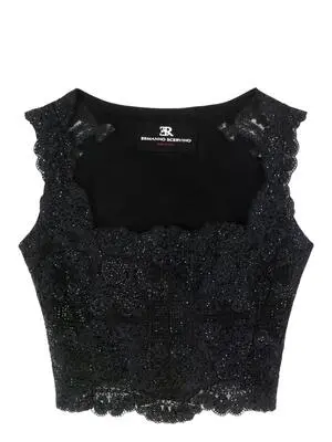 Ermanno Scervino Sequin-embellished Lace Top - Black