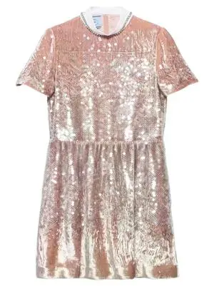 Prada Sequined Velvet Mini-dress - Pink