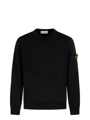 Stone Island Logo-badge Organic Cotton Sweatshirt - Black