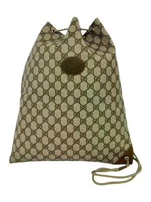 Gucci Gg Supreme Drawstring Backpack - Neutrals