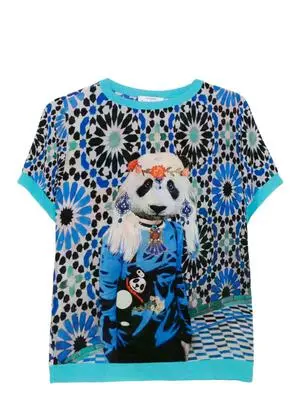 The Artistylist Panda-print T-shirt - Blue
