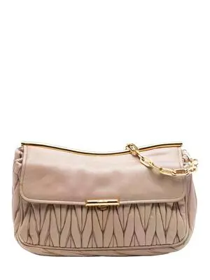 Miu Miu Matelassé Nappa Frame Shoulder Bag - Brown