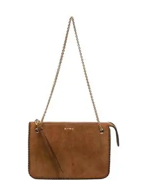 Etro Logo-detail Leather Shoulder Bag - Brown