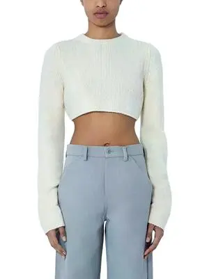 RIER Cropped Long-sleeve Sweater - Neutrals