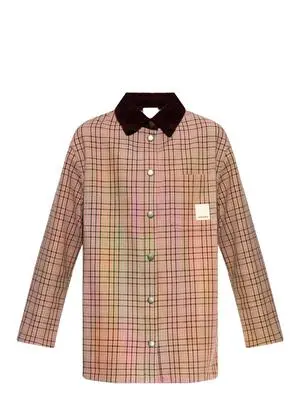 EMPORIO ARMANI Check-Pattern Coat With Corduroy Collar