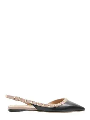 Valentino Garavani Rockstud Calfskin Flat Pumps - Black