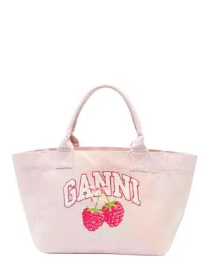GANNI Logo-print Shoulder Bag - Pink