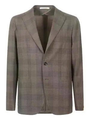 Tagliatore Check-pattern Seersucker Blazer - Brown