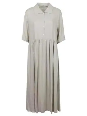 Herno Gathered-waist Button-up Dress - Neutrals