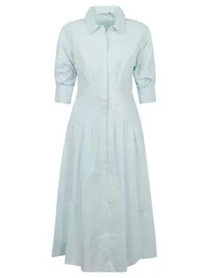 Simkhai Jazz Pleated Shirt Dress - Blue