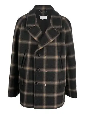 MAISON MARGIELA Check-pattern Wool Coat - Black