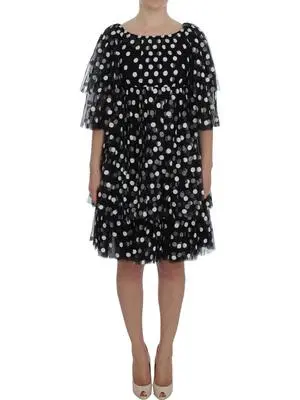 Dolce & Gabbana Polka Dotted Ruffled Dress - Black