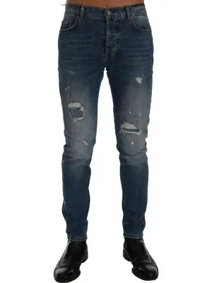 FRANKIE MORELLO Slim Fit Jeans With Ripped Detailing - Blue