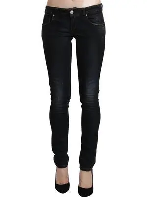 ACHT Acht Black Washed Low Waist Skinny Denim Slim Trousers