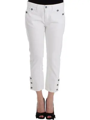 Ermanno Scervino Cropped Button Detail Jeans - White