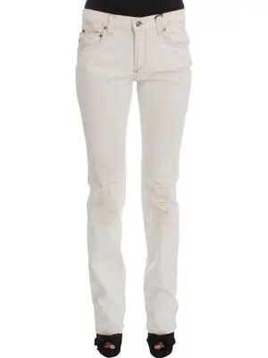Costume National Slim Fit Bootcut Jeans - White