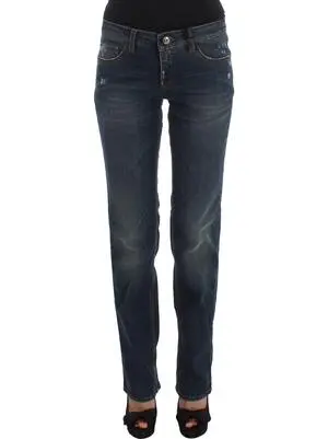 Costume National Cotton Blend Bootcut Jeans - Blue