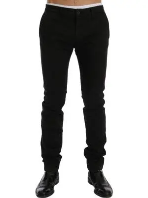 GF FERRE Cotton Stretch Chinos Pants - Black